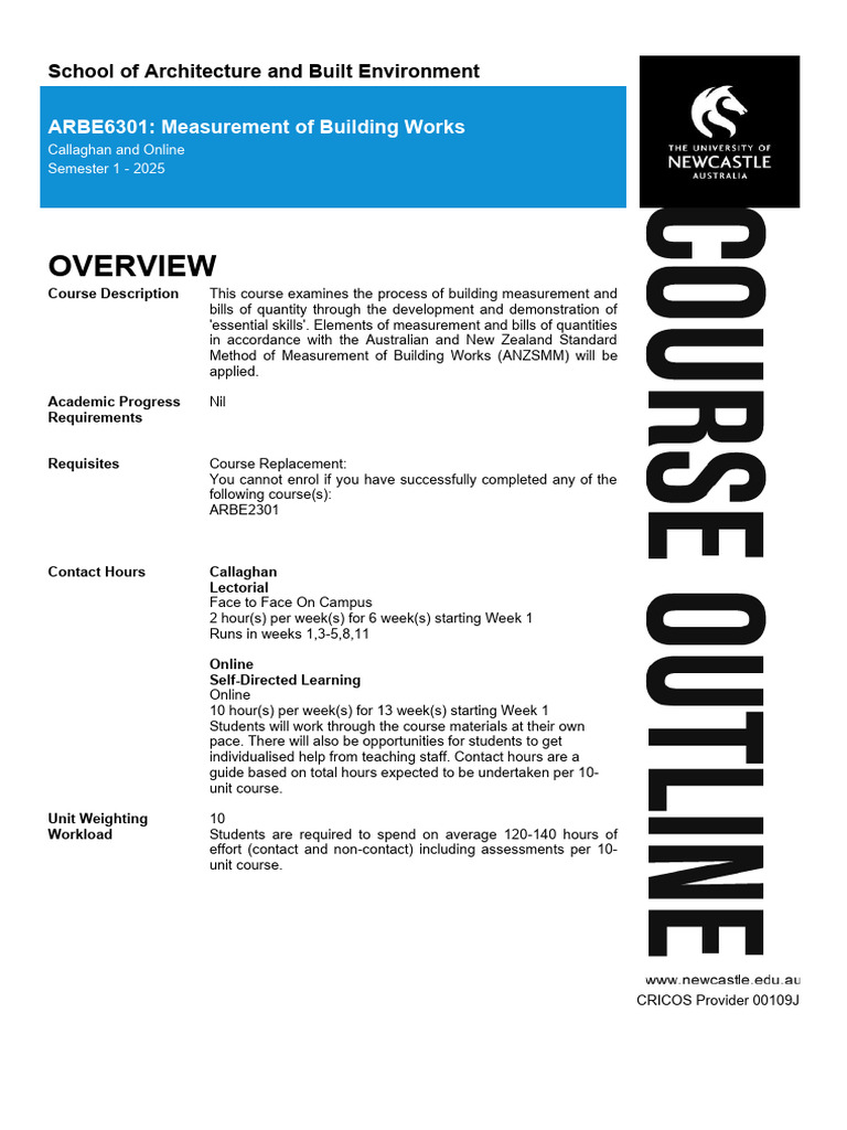 ARBE6301 Measurement of Building Works | PDF | Educational Assessment ...
