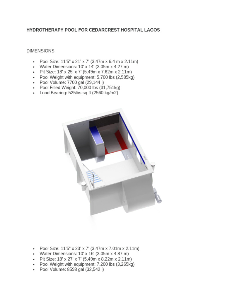 Hydrotherapy Pool For CHLP | PDF | Water | Treadmill