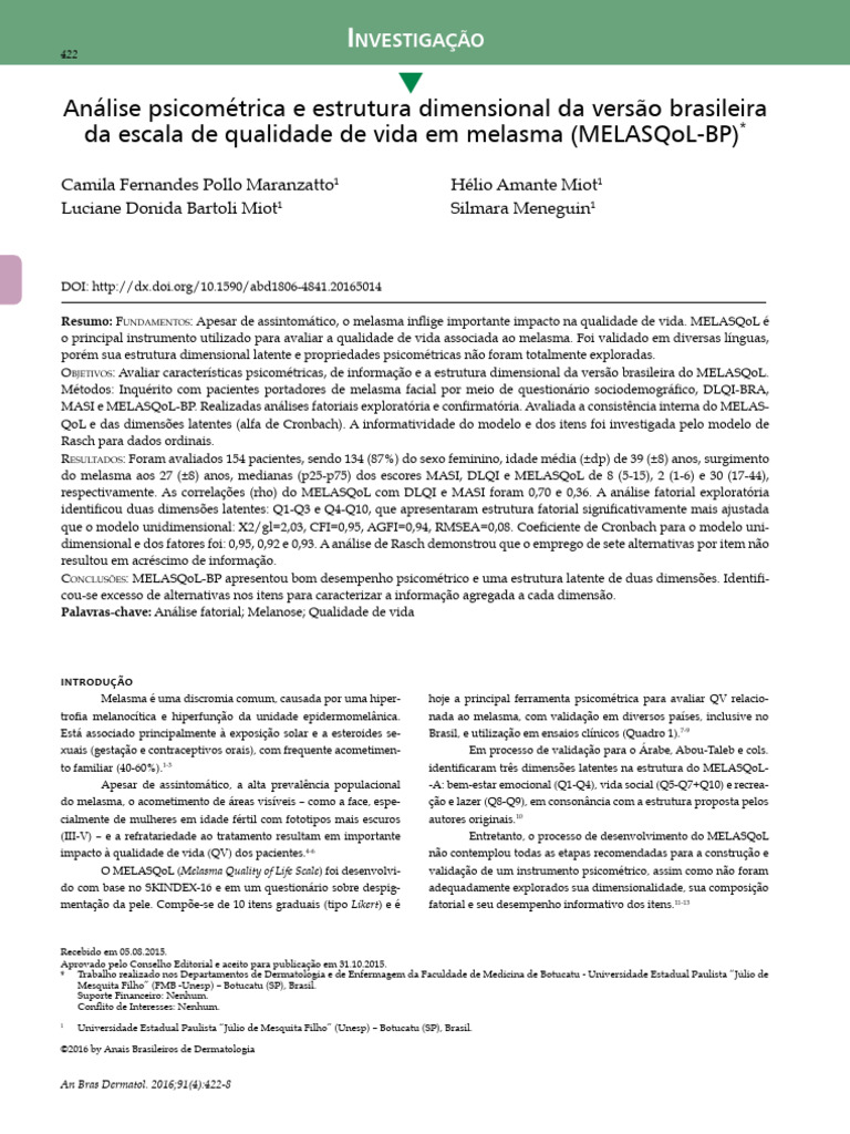 v91 Analise Psicometrica e Estrutura Dimensional Da Versao Brasileira ...