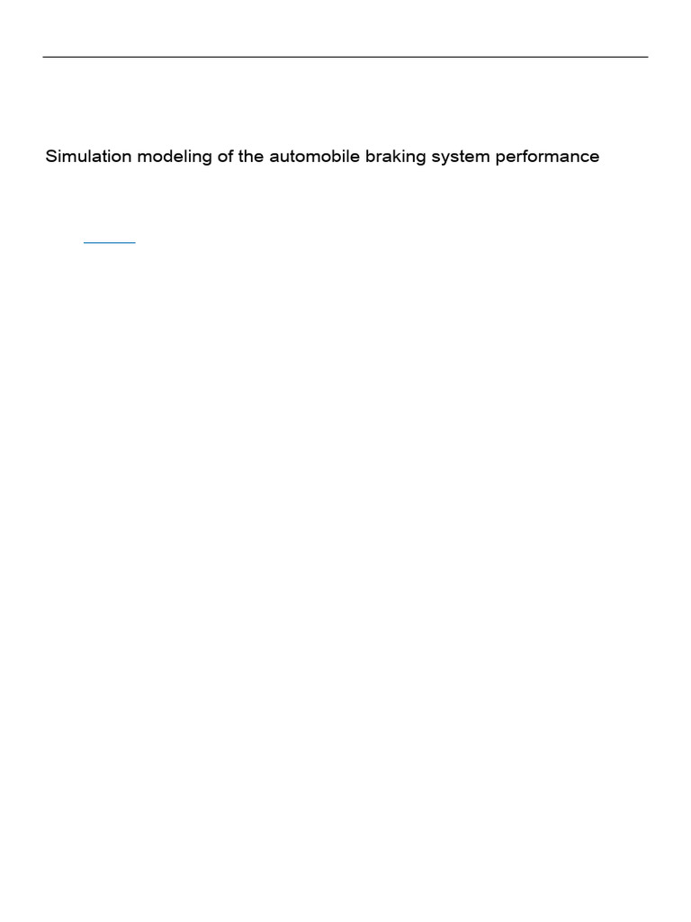 Simulation Modeling of The Automobile Braking Syst | PDF | Brake | Simulation
