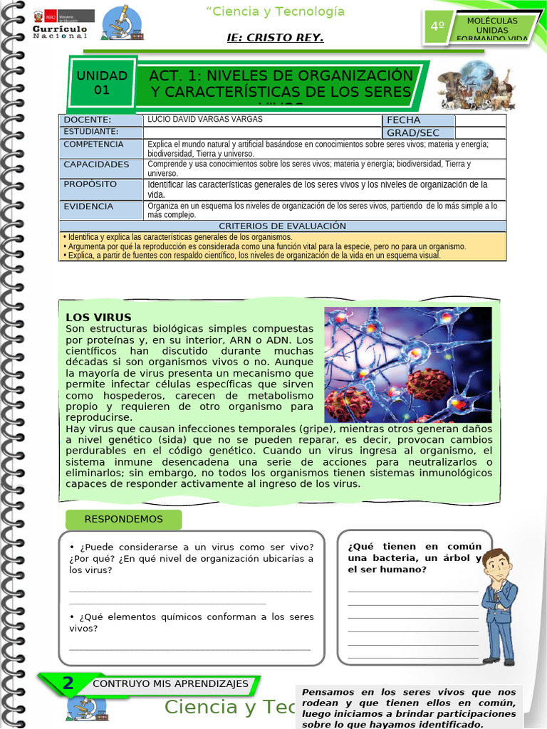 4º Act 1-Cyt-U1 | PDF | Organismos | Vida