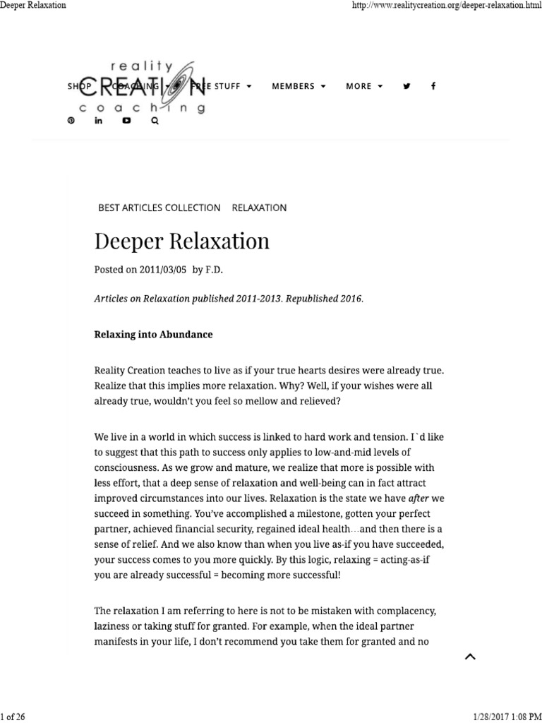 Deeper Relaxation | PDF