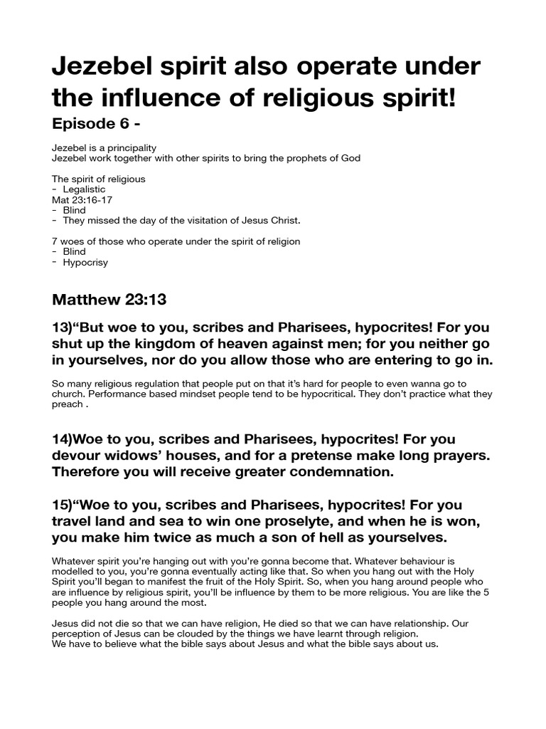 Jezebel spirit under the influence of religious spirit…part 2 | PDF | Abrahamic Religions ...
