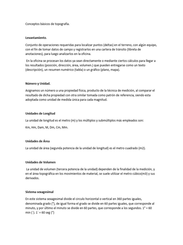 Conceptos Básicos de Topografía | PDF
