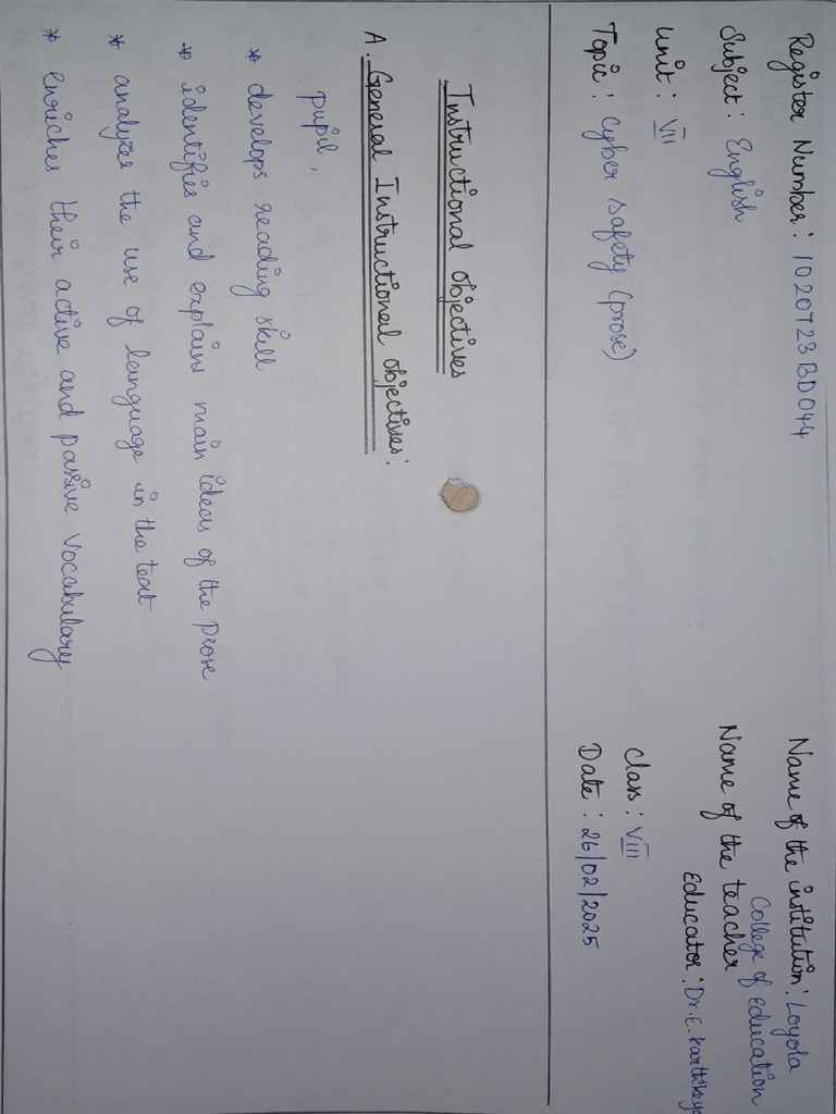 Level - I Teaching Competency Lesson Plan | PDF