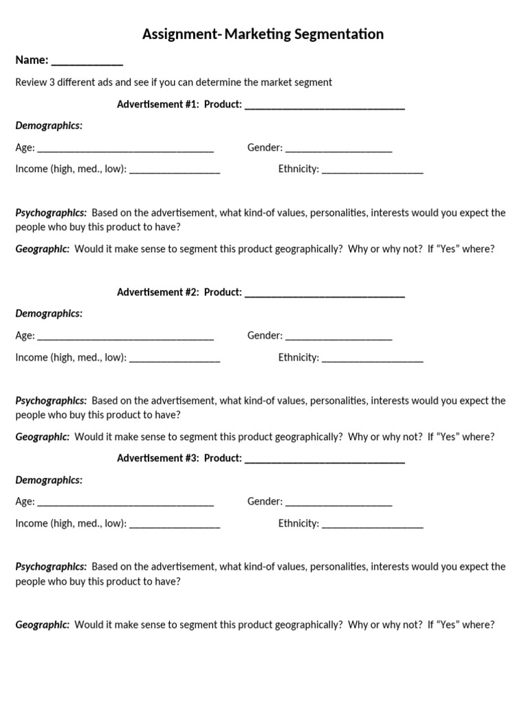 @assignment 1 - Marketing Segmentation | PDF