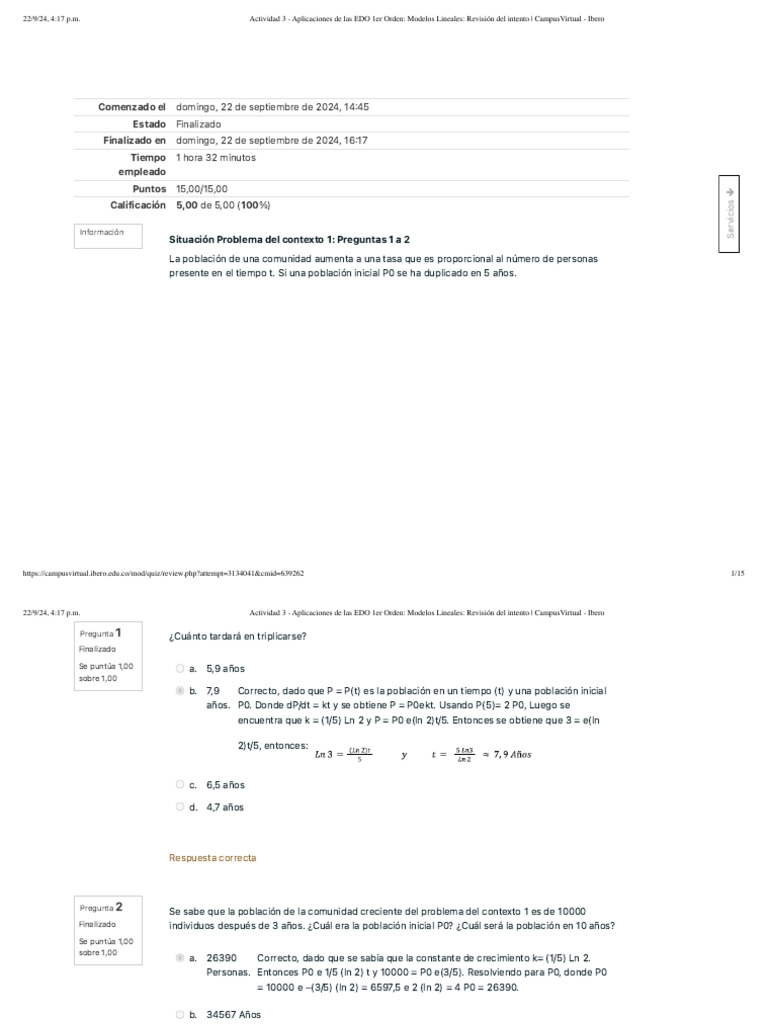 Actividad 3 - Aplicaciones de Las EDO 1er Orden - Modelos Lineales - JG | PDF | Ecuaciones ...