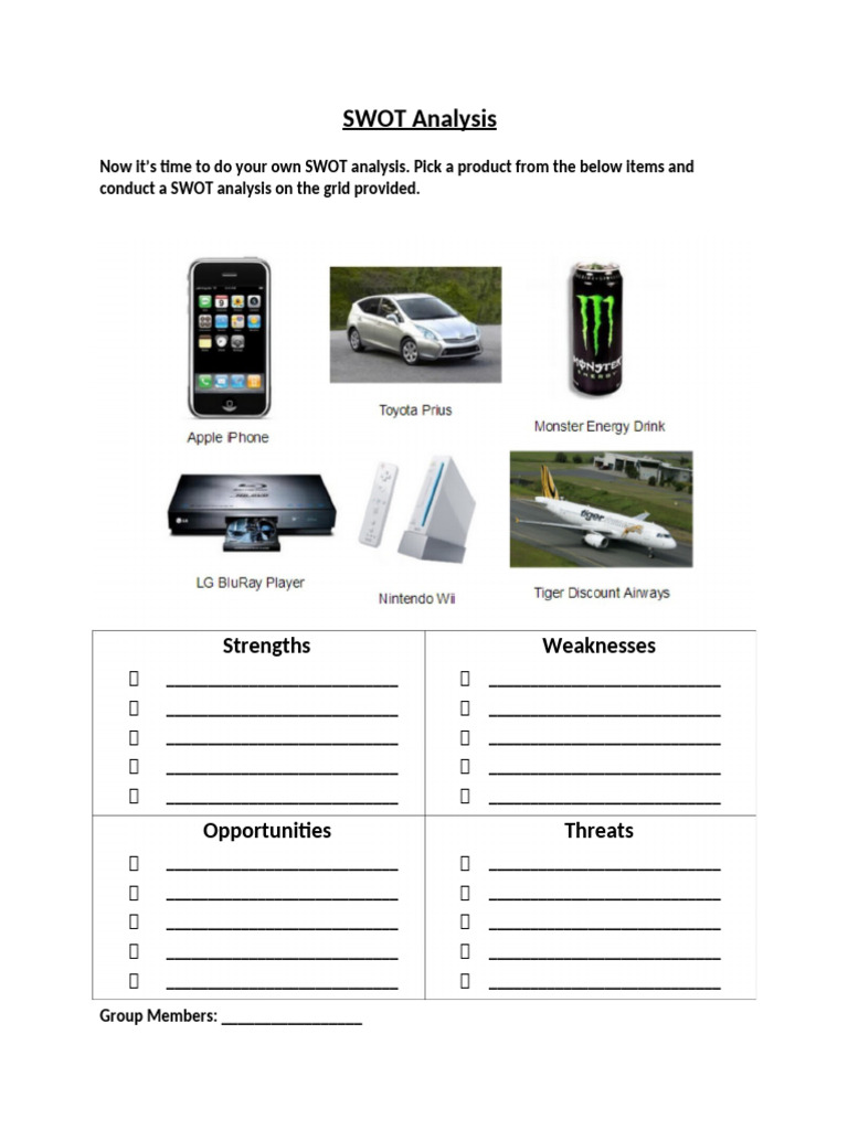 @WORKSHEET- Marketing Segmentation & SWOT analysis | PDF | Swot ...
