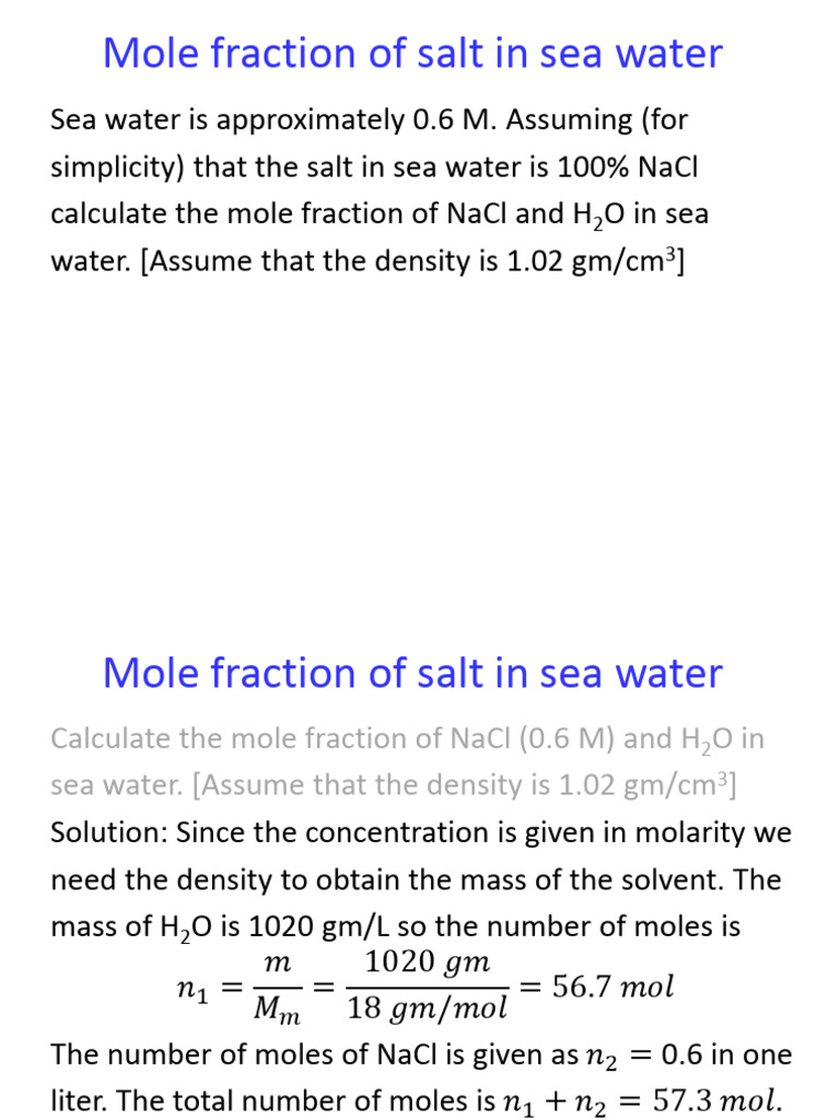 Mole Fraction of NaCl | PDF