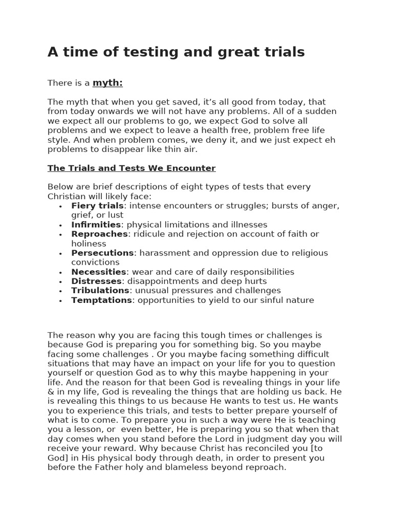 Understanding Trials and Testing | PDF | Jesus | Grace In Christianity
