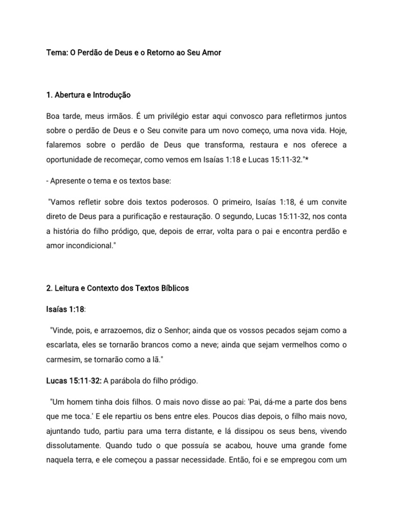 Perdão e Amor de Deus: Nova Vida | PDF | Oração