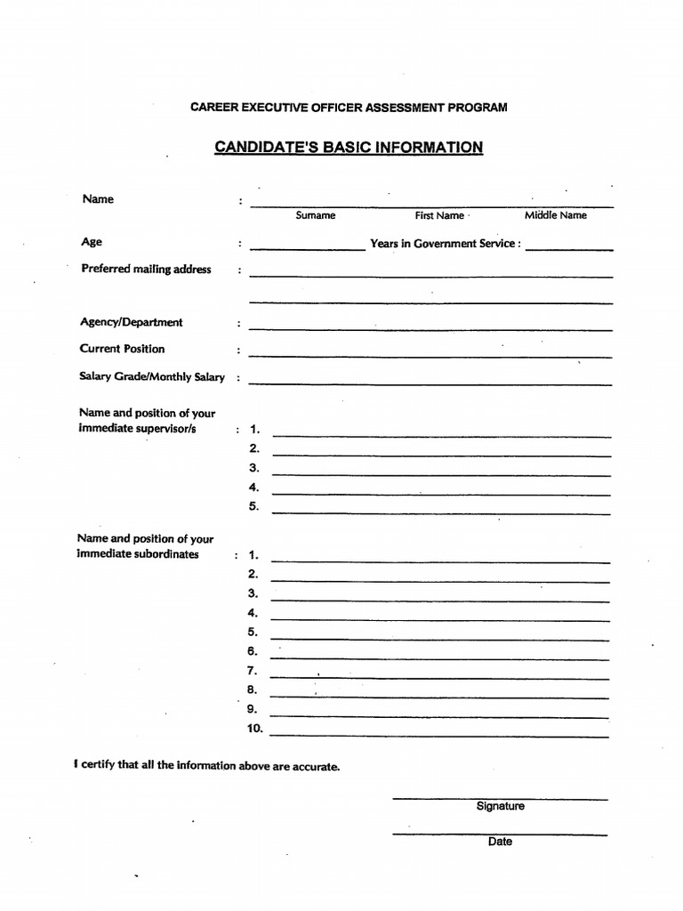 Candidate's Basic Info | PDF