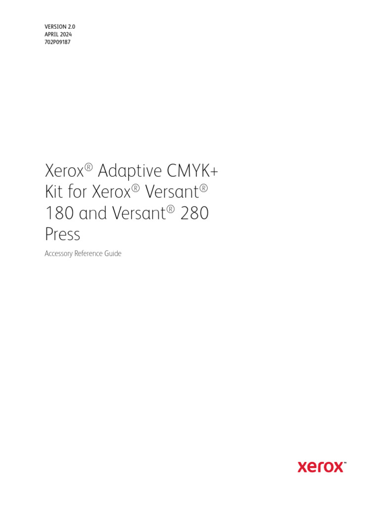 Xerox Adaptive CMYK Plus Kit Versant 180 Versant 280press en-US | PDF ...