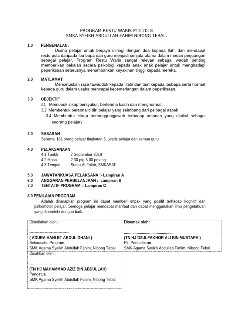Kertas Kerja Restu Waris Tingkatan 3 | PDF
