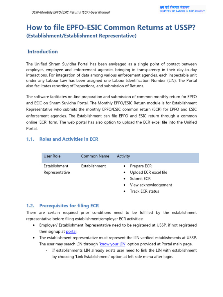 HowtoFileEPFO-ESICReturnsatShramSuvidhaManualv1 0 | PDF | Computing ...