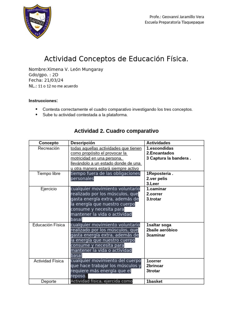 Actividad Conceptos de ED fÍSCA | PDF | Aptitud física
