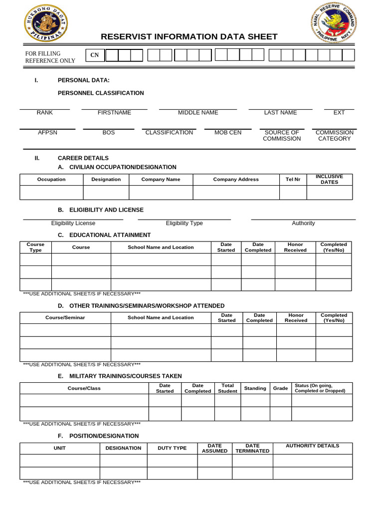 BLANK RIDS FORM | PDF