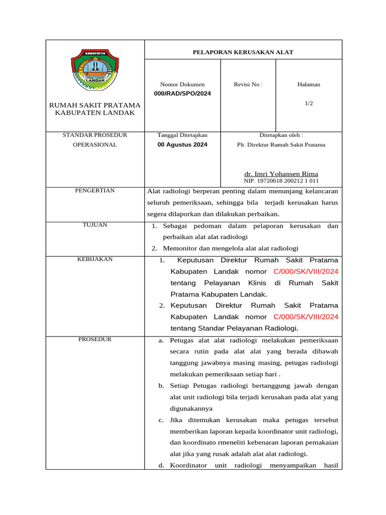 RSP - SPO - AP - 115 - SPO - Kerusakan Alat | PDF