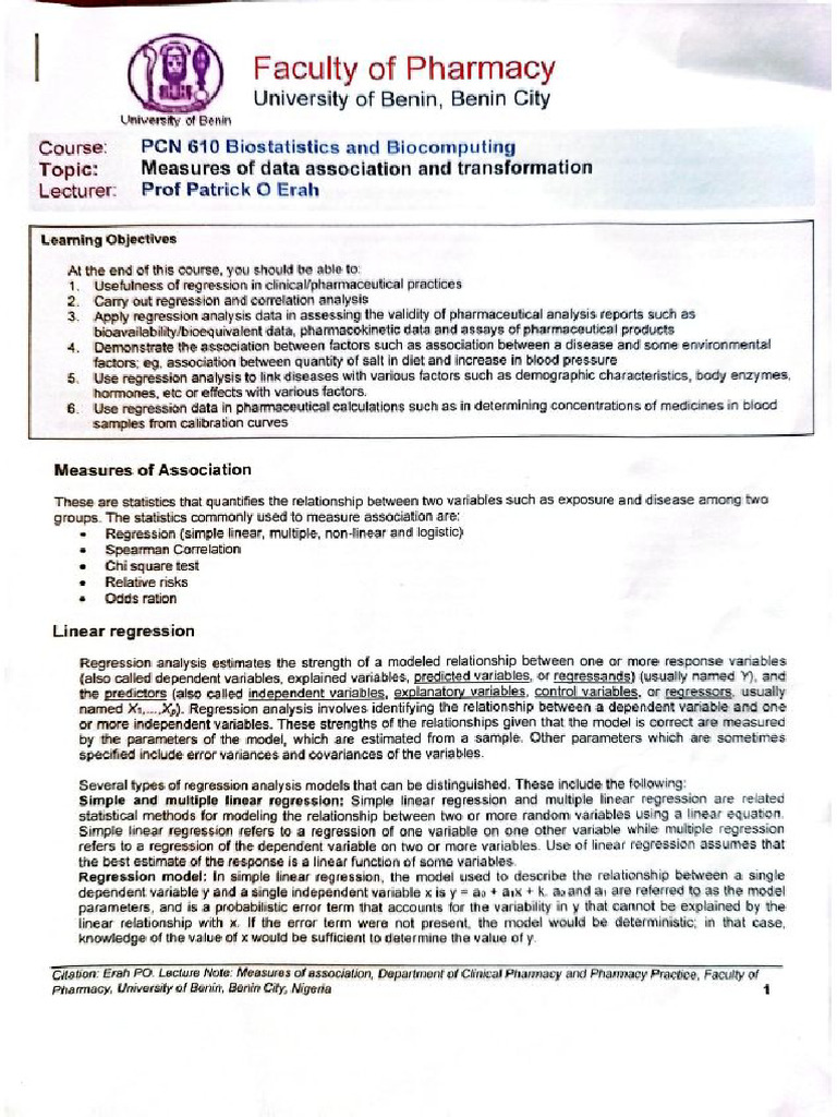 Prof. Patrick O. Erah (Biostatistics) | PDF