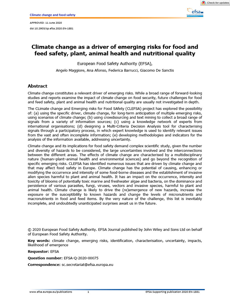 Climate change as a driver of emerging risks for food and feed safety ...