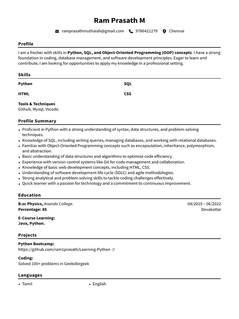 Ram m - Resume | PDF