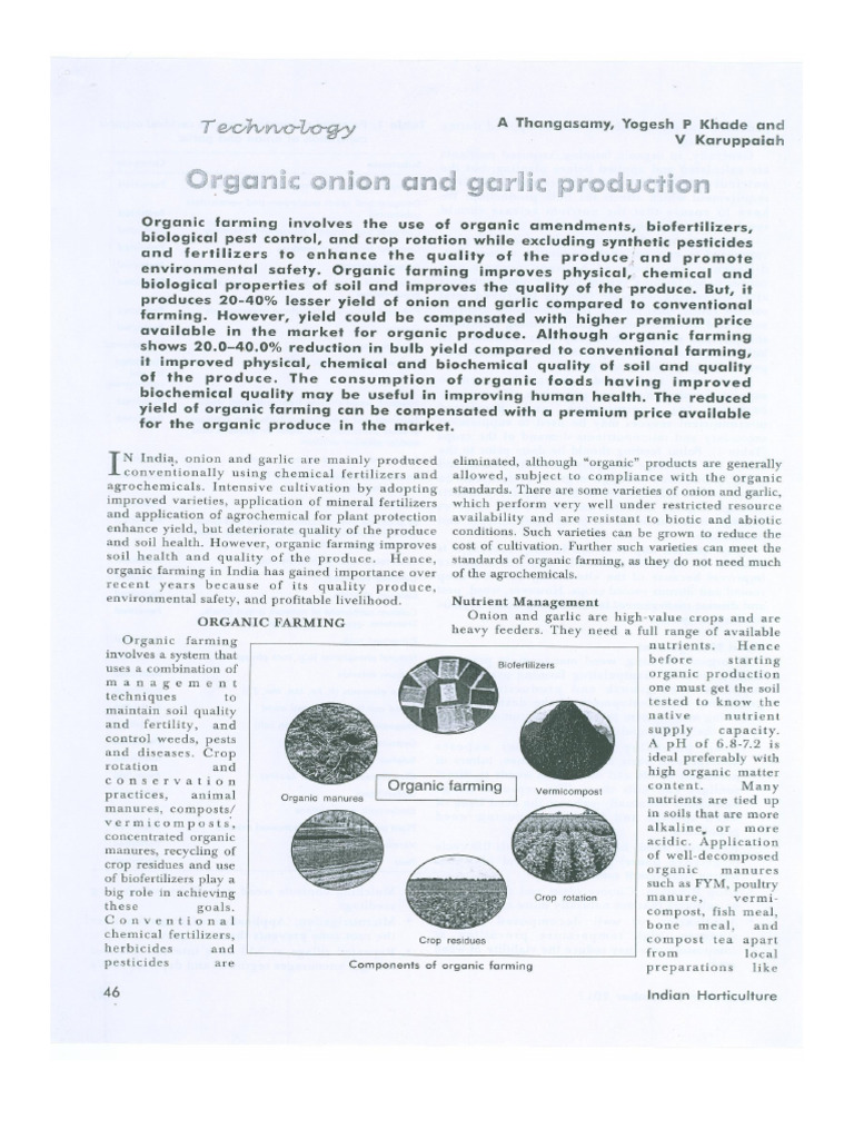 Organic Onion and Garlic Production | PDF