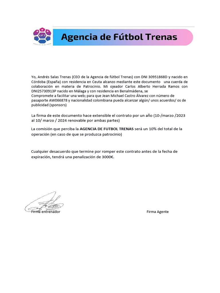 Acuerdo de Colaboracion Patrocinio España | PDF