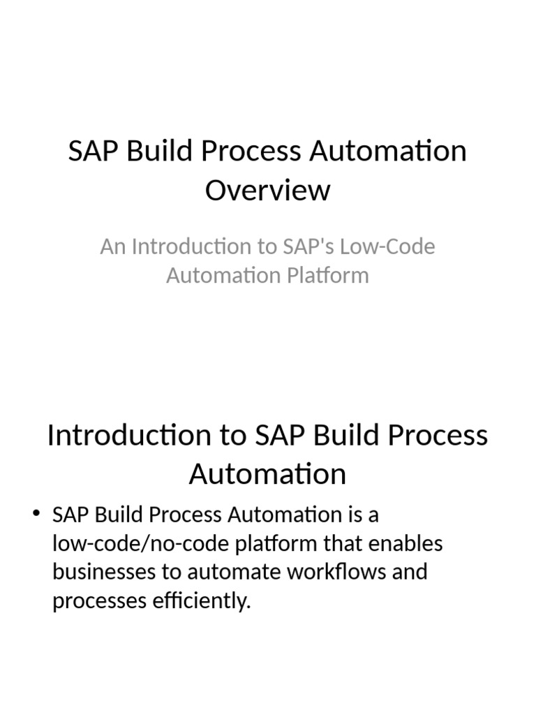 SAP Build Process Automation Overview | PDF