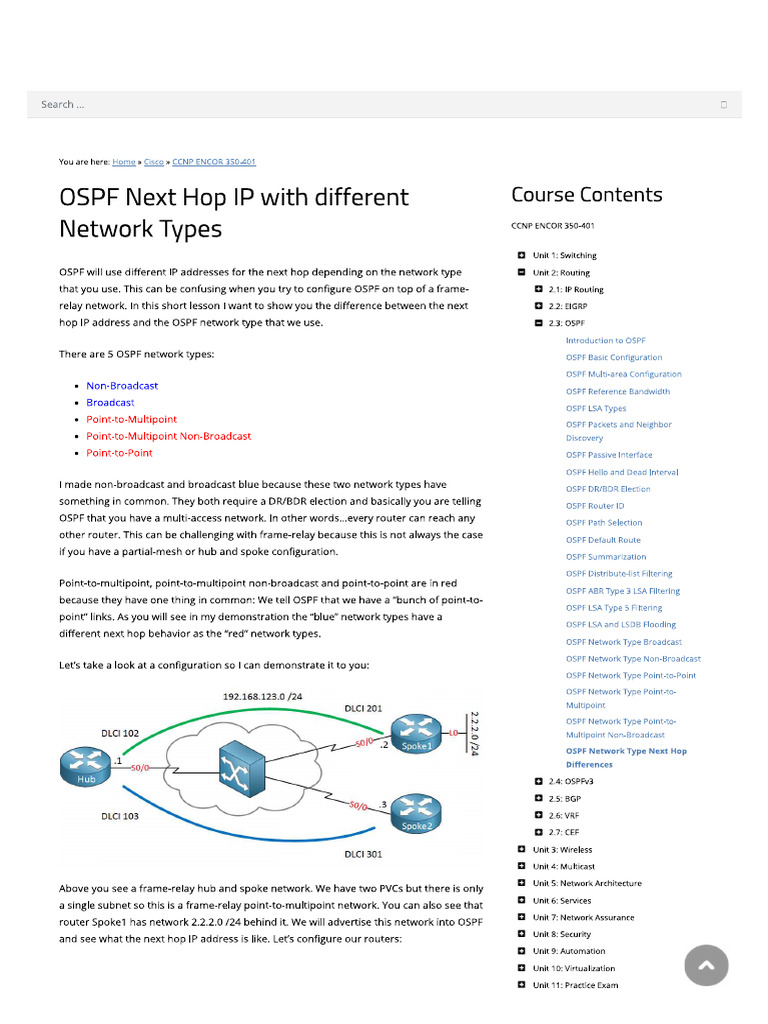 OSPF Next Hop IP With Different Network Types | PDF