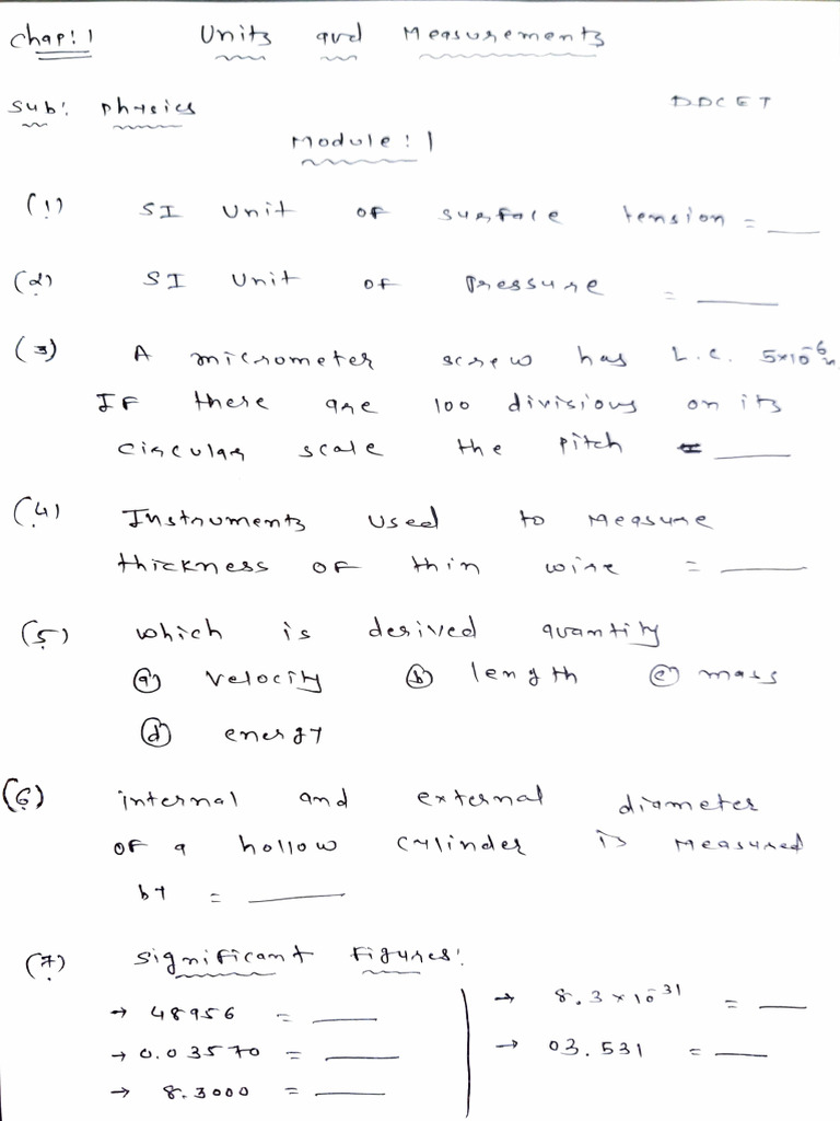 DDCET - Units and Measurement | PDF