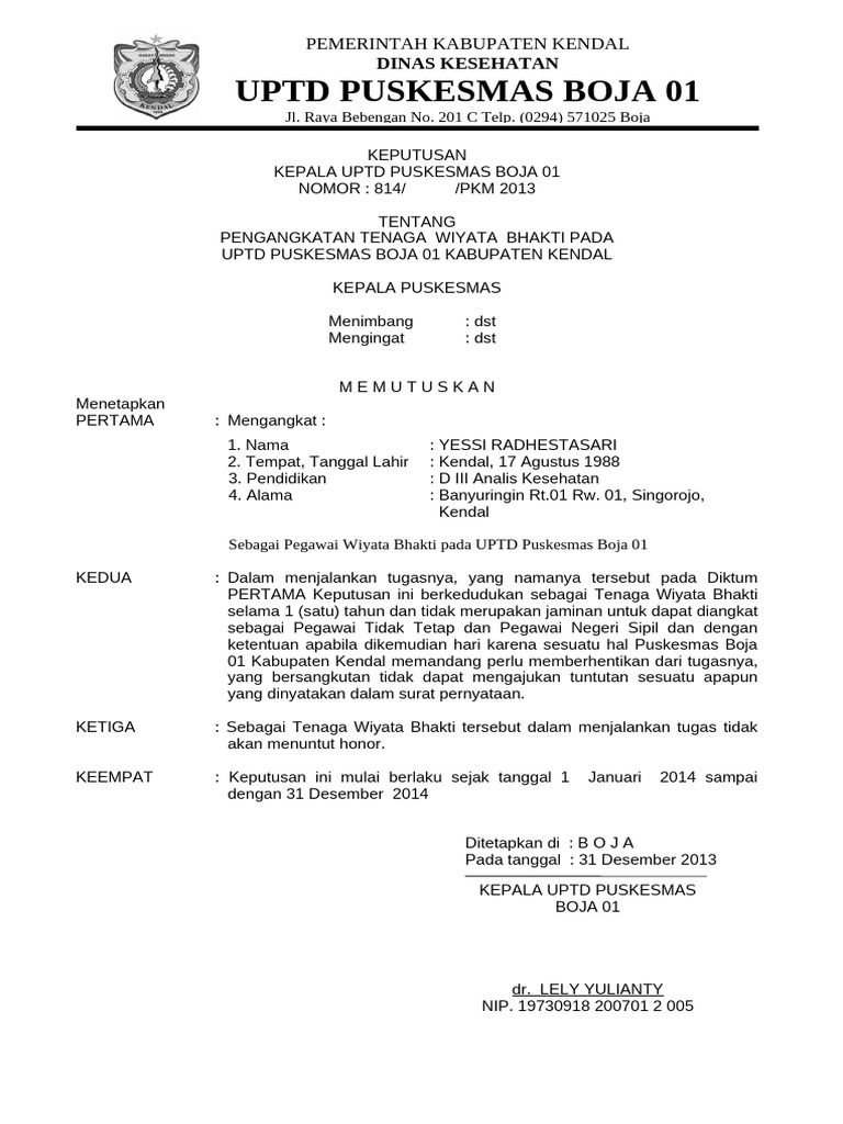 Surat Keputusan Wiyata Yessi R | PDF