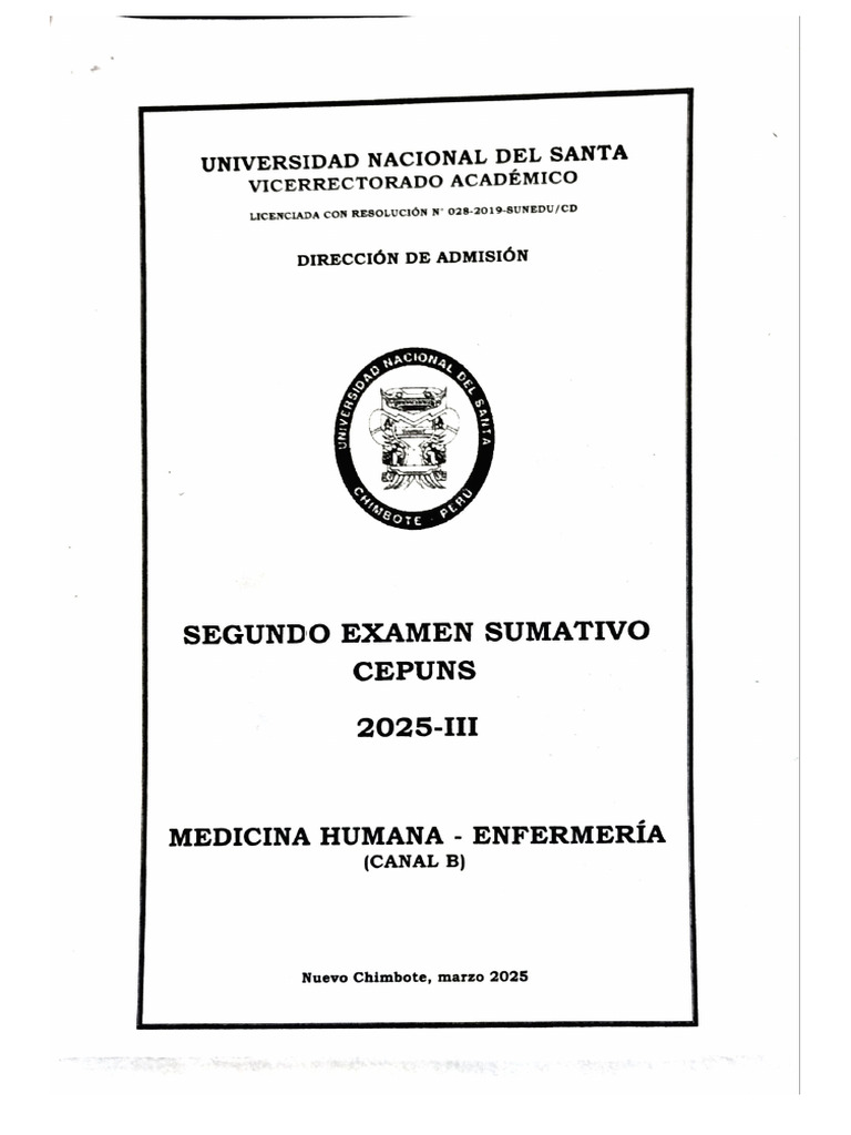 Segundo Examen Sumativo - 2025 - Iii - Canal B - Medicina Humana y ...