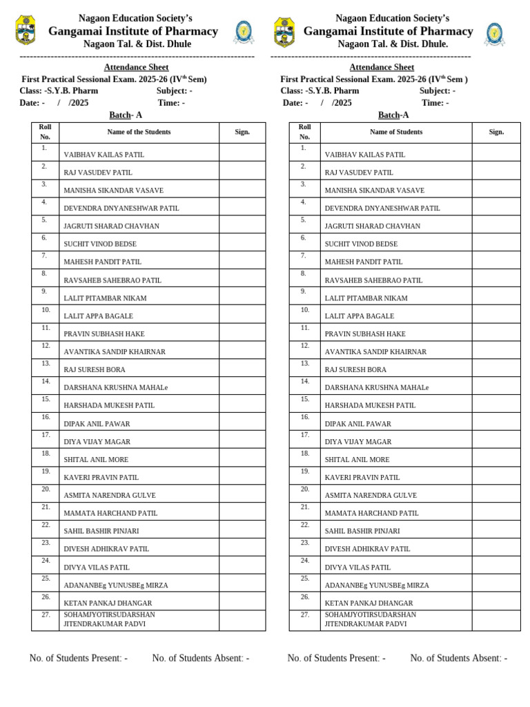 Attendance PR 1st Sess. | PDF