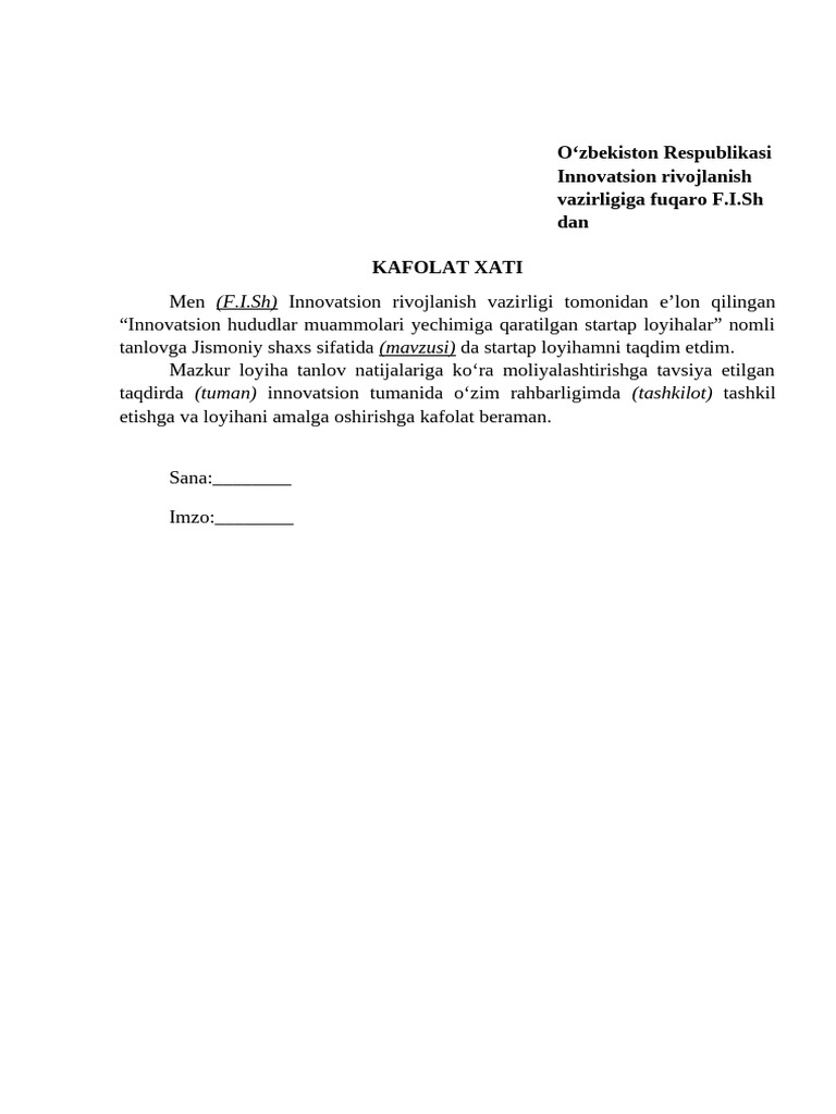 Kafolat Xati dQWEDgo | PDF