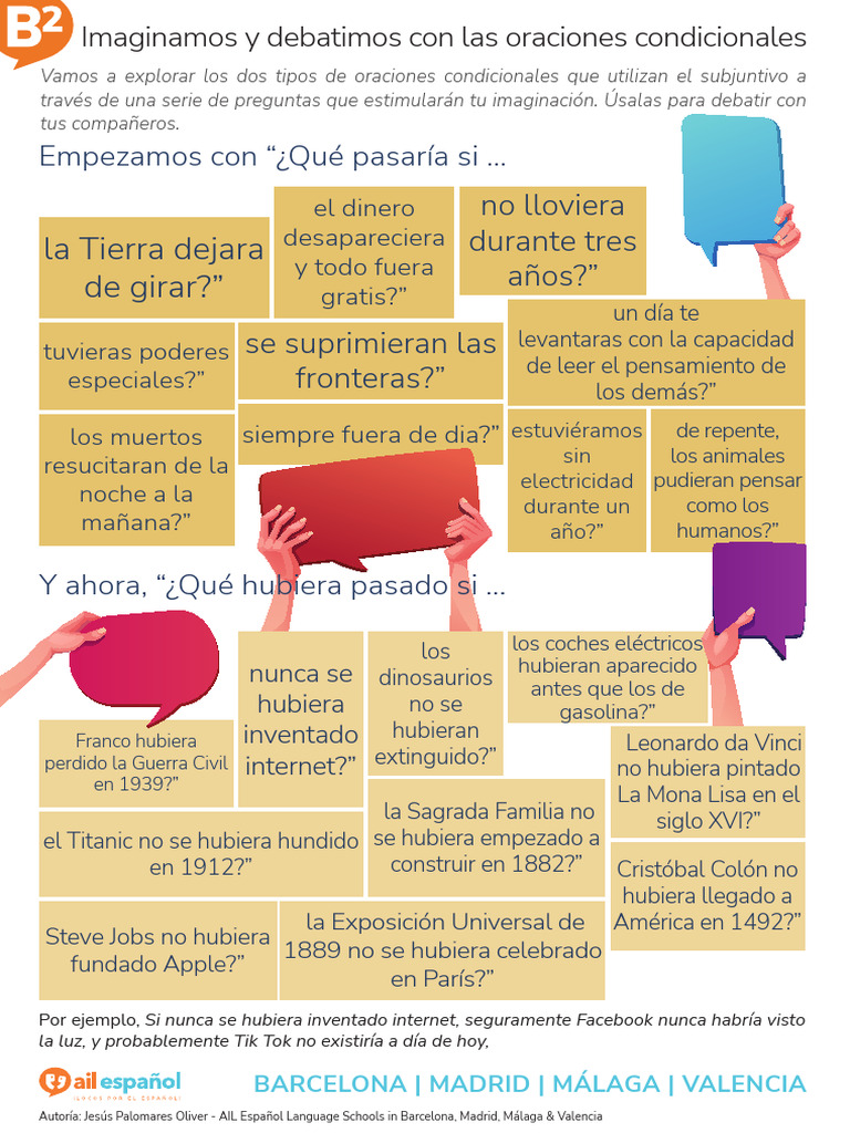 Ejercicio Espanol Oraciones Condicionales Improbables Imposibles | PDF