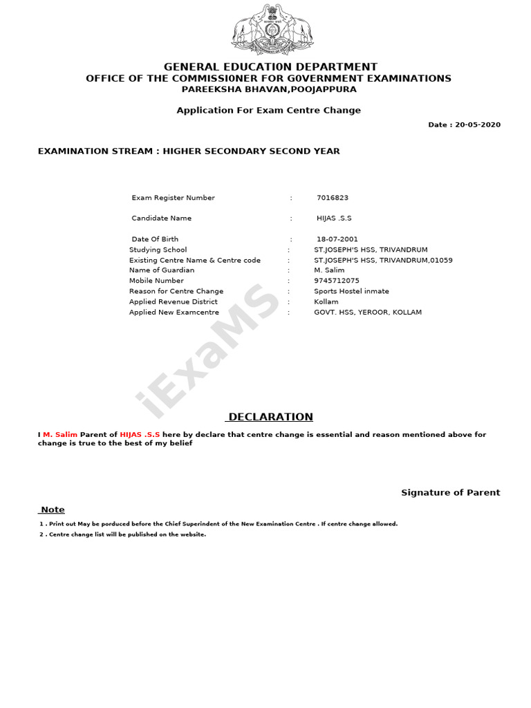 Candidate Examcentre Change Report PDF.php | PDF | Qualifications | Educational Assessment And ...