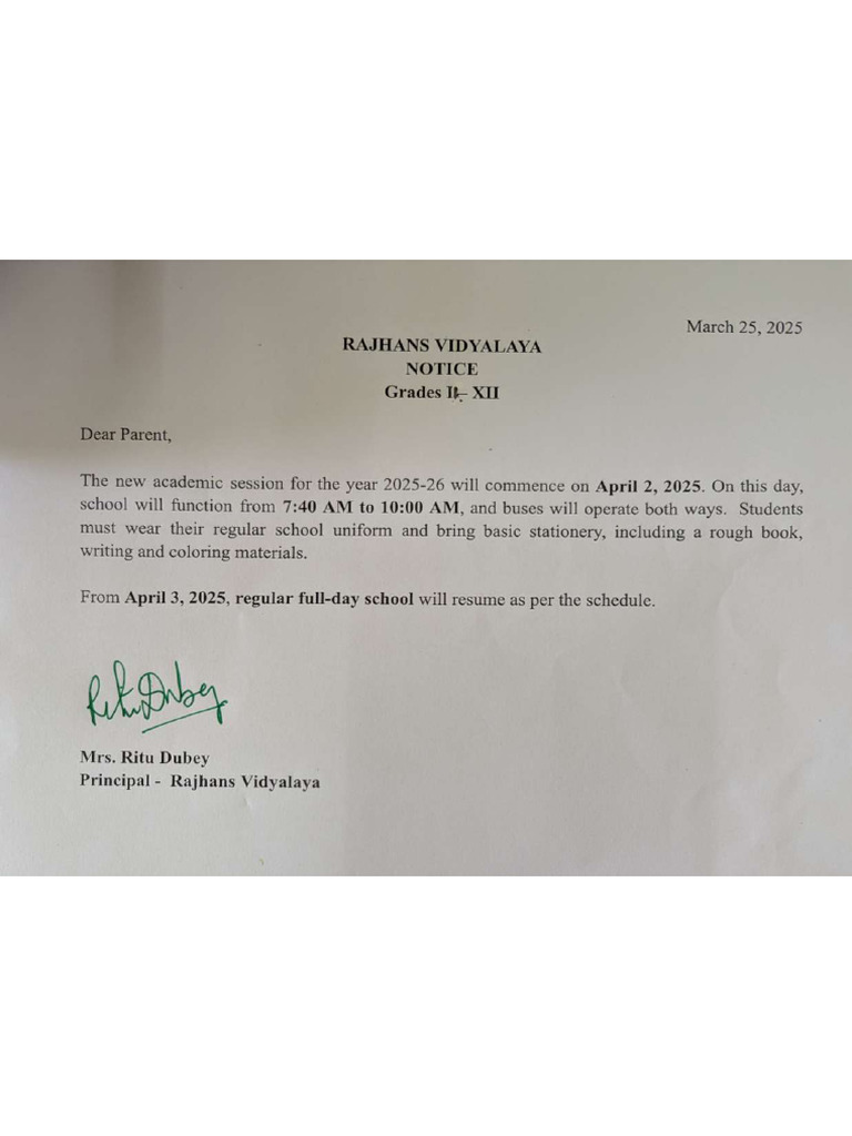 Std II - XII, Notice, March 25, 2025 yes ishwar zbn | PDF