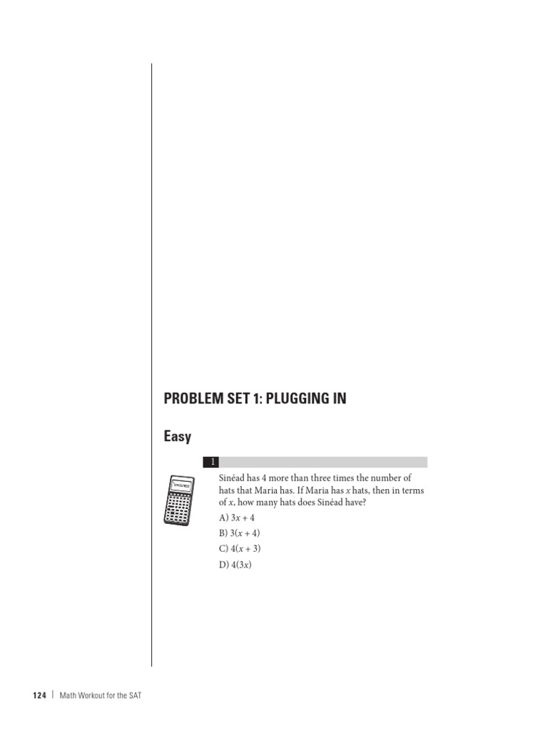 SAT Math Problem Set: Plugging In | PDF | Dynamics (Mechanics ...