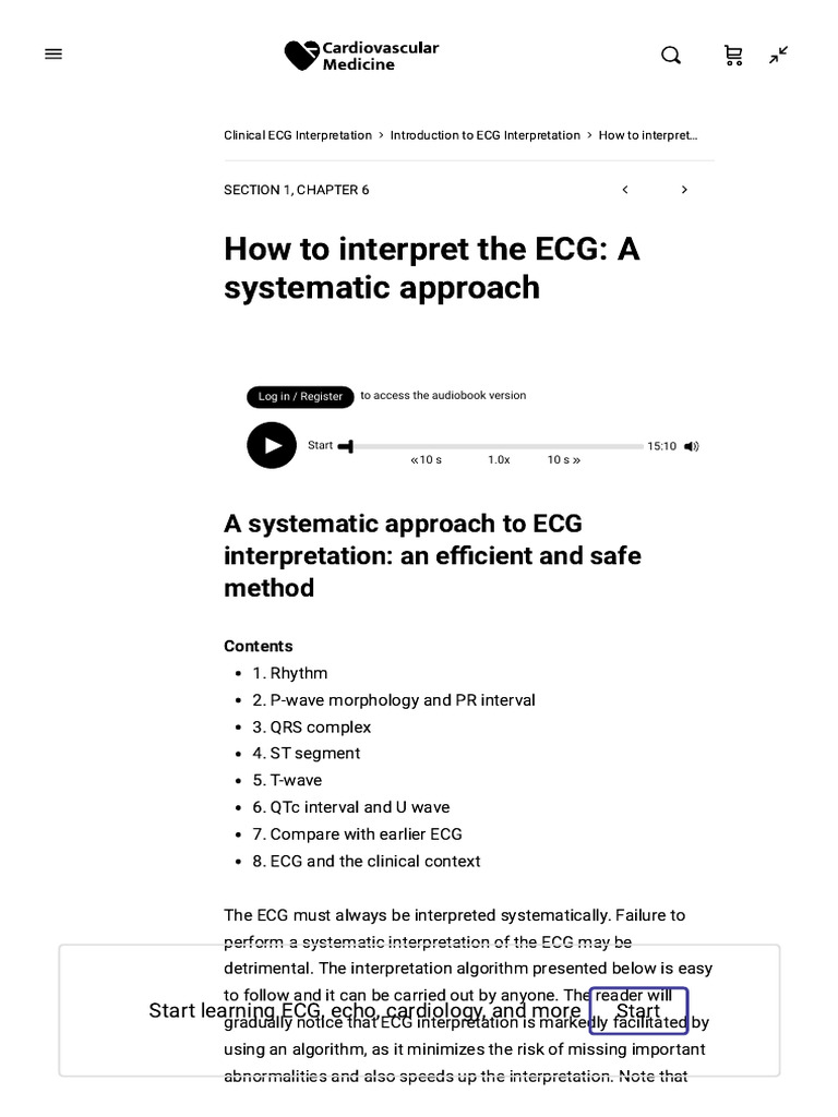 How To Interpret The ECG - A Systematic Approach - The Cardiovascular ...