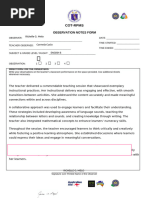 COT Observation-Notes-Sample 1 | PDF | Motivation | Motivational