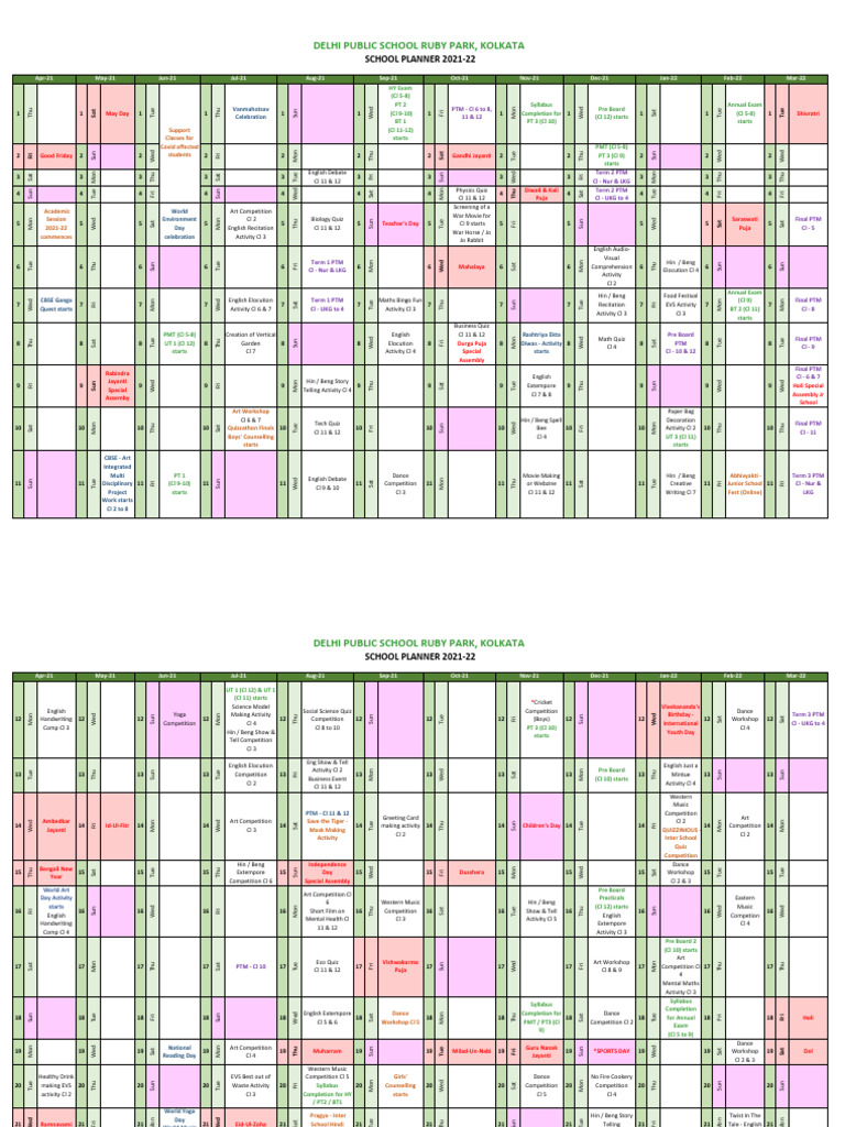 Annual Academic Calender | PDF | Hindu Worship