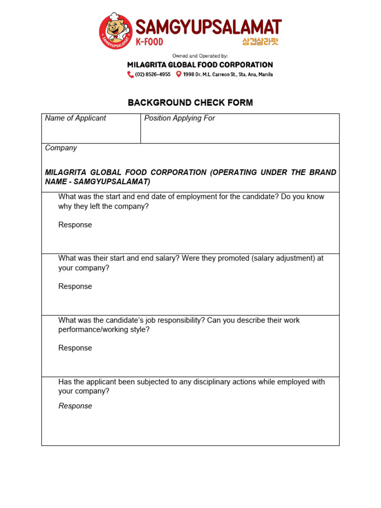 BACKGROUND CHECK FORM | PDF