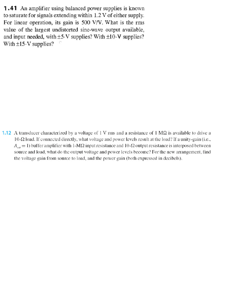 Tutorial Sheet 1 - Amplifier Basics | PDF
