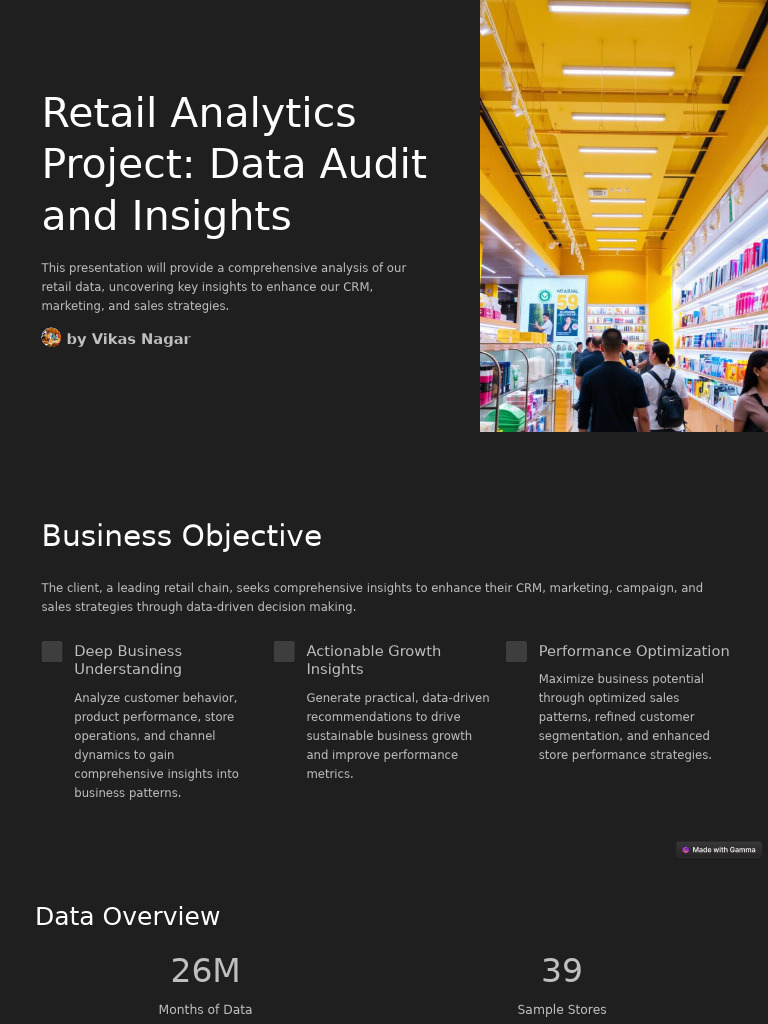 Retail Analytics Project Data Audit and Insights | PDF | Table ...