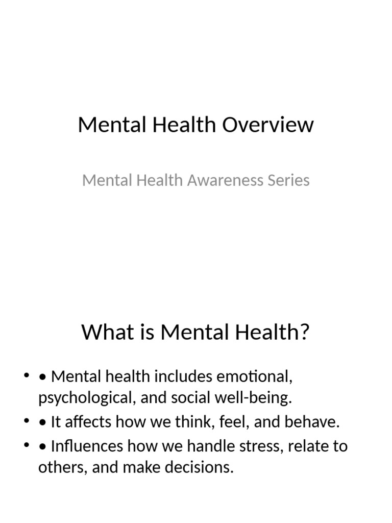 Essential Mental Health Overview Guide | PDF