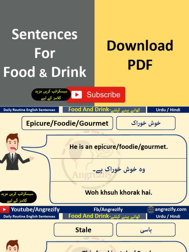 Sentences For Food and Drink | PDF | Meal | Eating Behaviors Of Humans