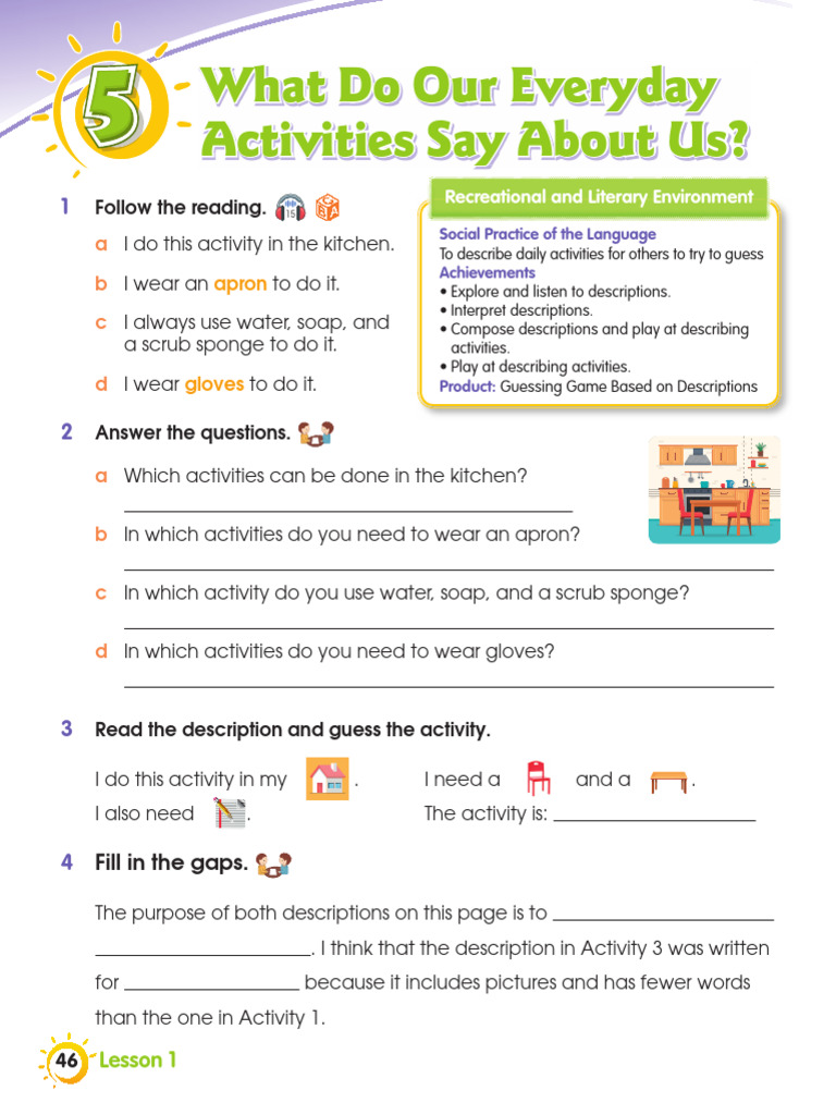 Sunburst 4- ACTIVITY BOOK (What do our Everyday Activities say about us ...