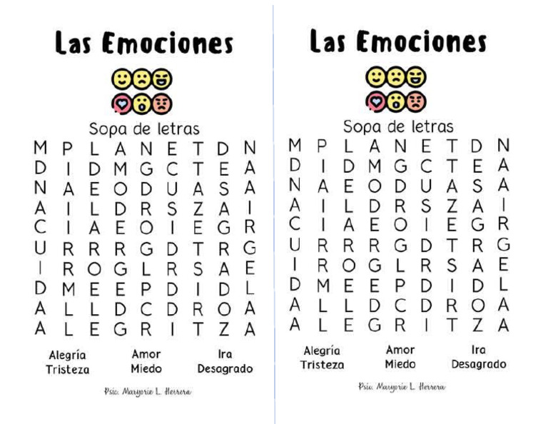 Sopa de Letras Emociones | PDF