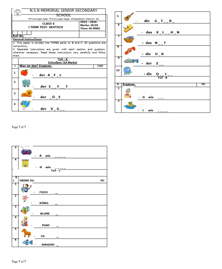 Term1 Question Paper | PDF