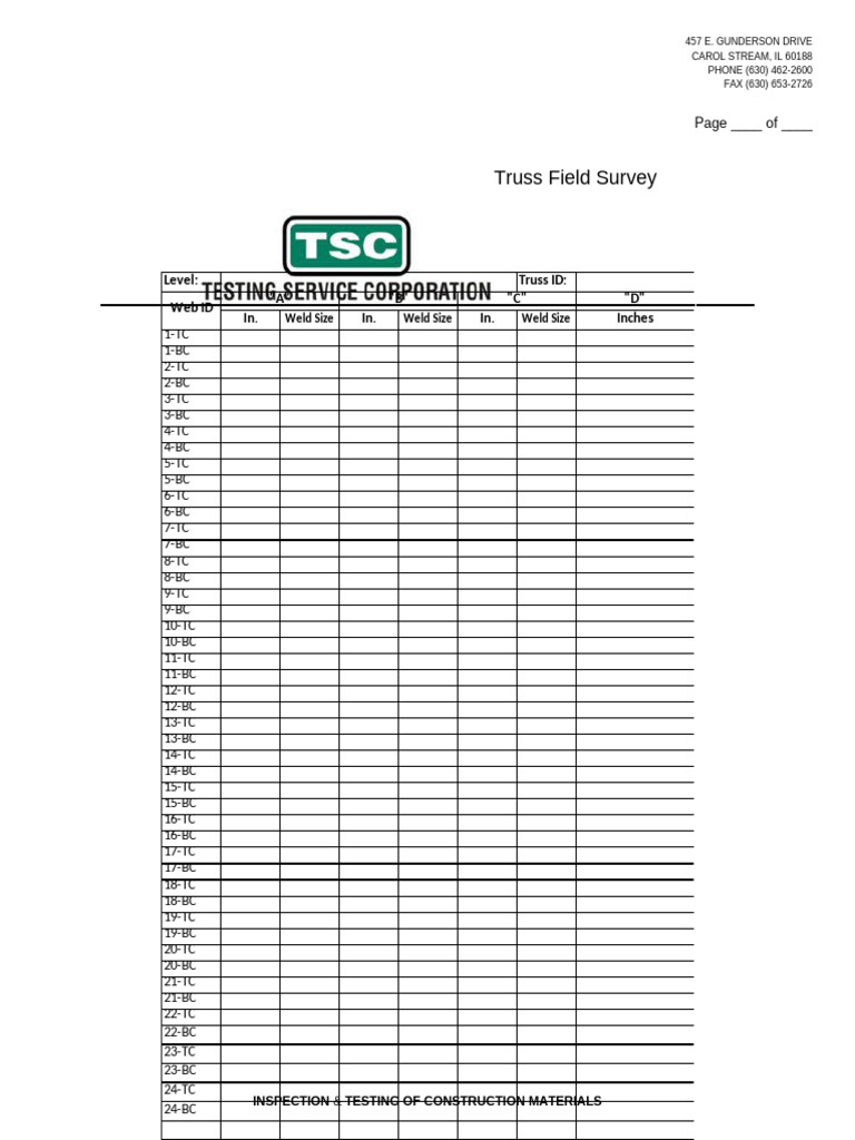 Truss Survey Template | PDF
